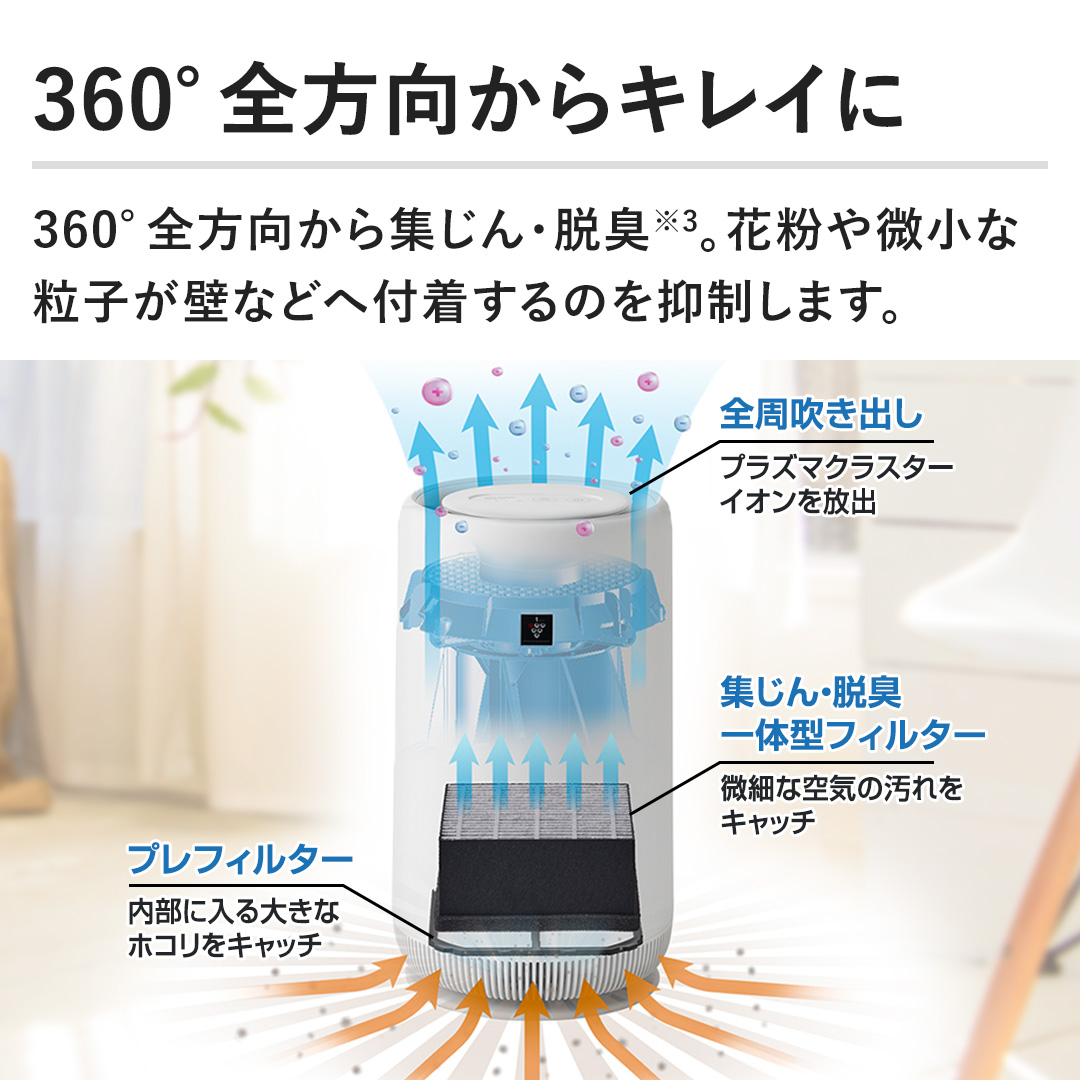 シャープ 空気清浄機 プラズマクラスター空気清浄機 ホワイト系 FU-TC01-W 通販【ジャパネット公式】